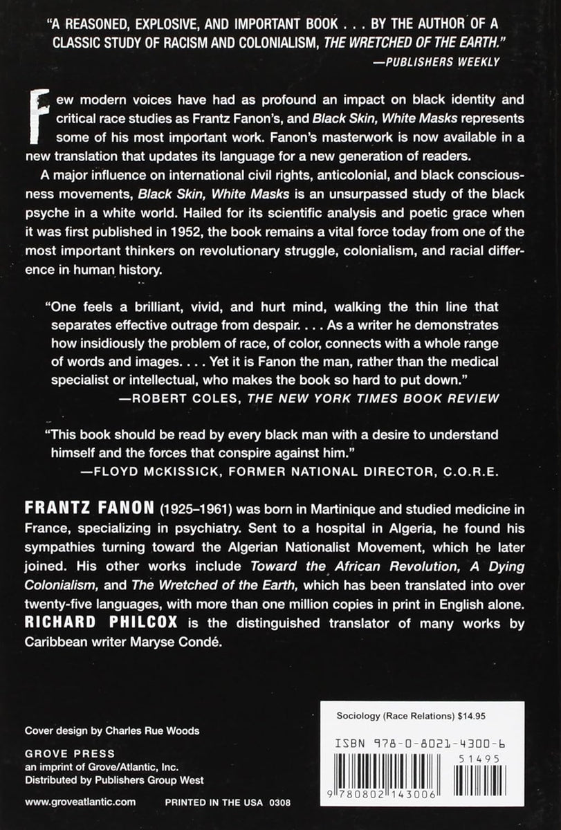 Black Skin, White Masks Paperback by Frantz Fanon (Author), Richard Ph ...