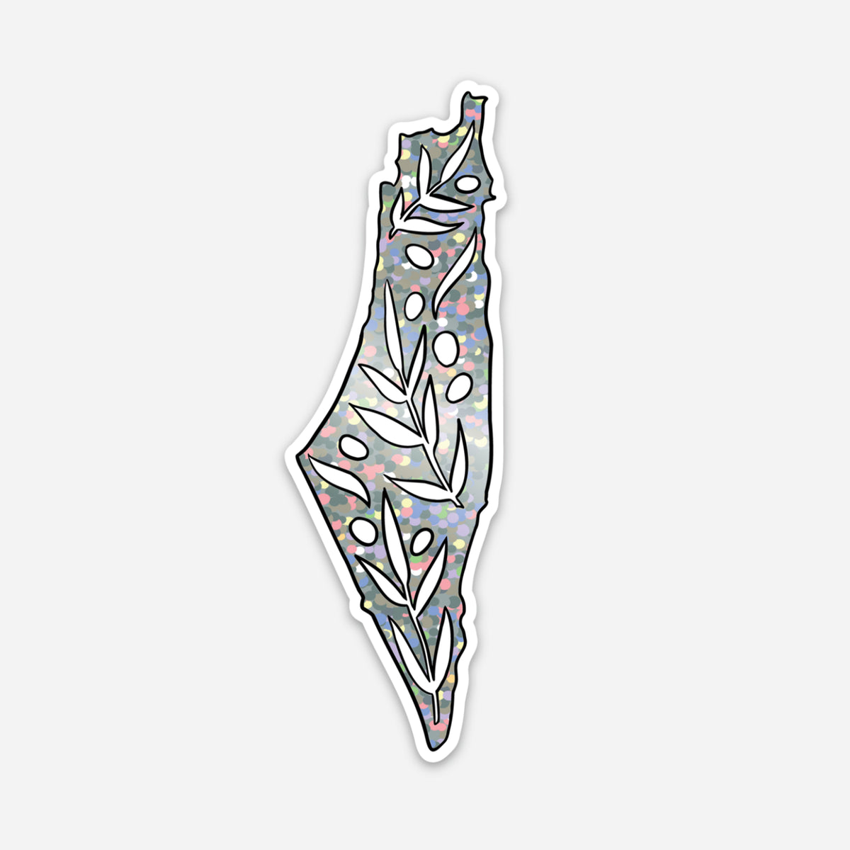 Glitter Palestine Olive Branch Map Sticker – WATAN STUDIO